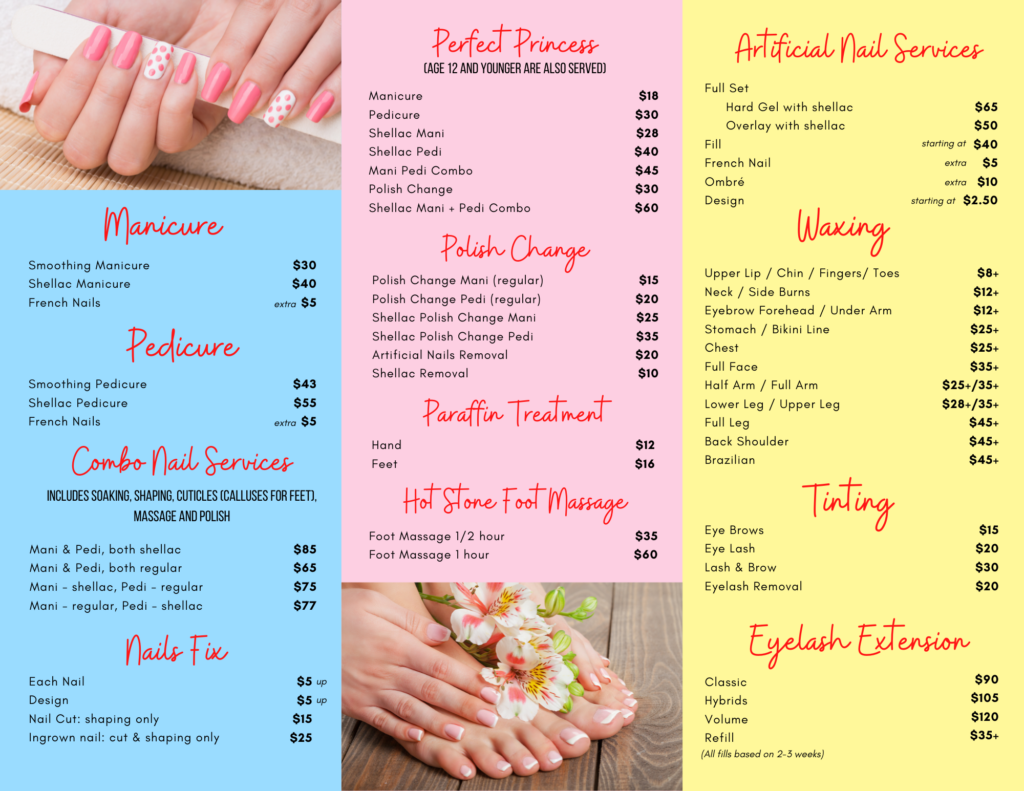 Menu - Le's Lovely Nails and Hair Spa